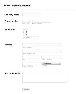 Water Service Request Form Template | Jotform