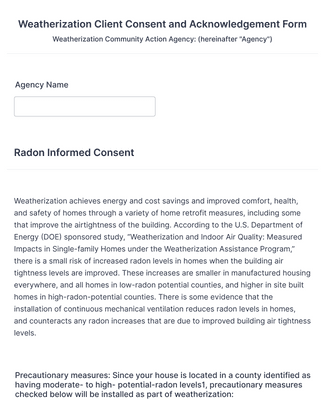 Weatherization-Client-Consent-Acknowledgement Form Template | Jotform