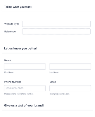 Web Design and Development Requirement Form Template | Jotform
