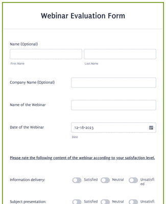 Webinar Evaluation Form Template | Jotform
