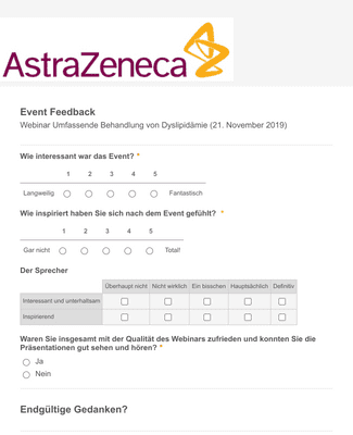 Webinar Feedback Formular Formularvorlage | Jotform
