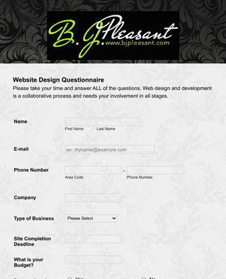 Website Design and Development Form Template | Jotform