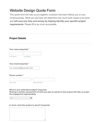 Website Design Order Form Template | Jotform
