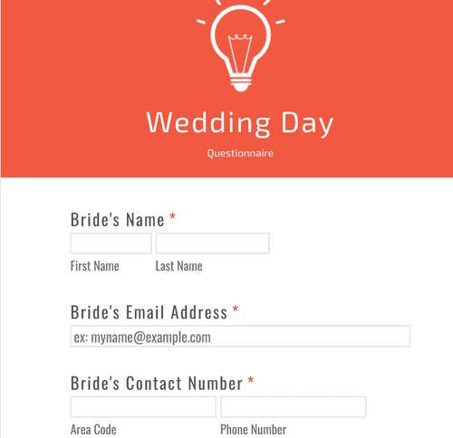 Wedding Day Survey Form Template | Jotform