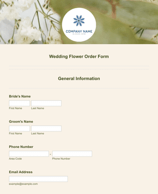 Wedding Flower Order Form Template | Jotform
