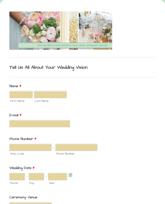 Wedding Flowers Intake Form Template | Jotform