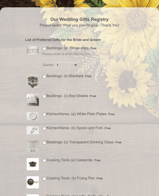 Wedding Gifts Registry Form Template | Jotform