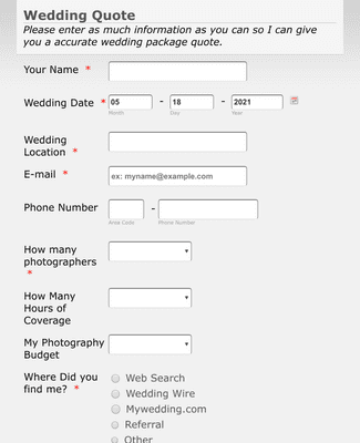 Wedding Planning Questionnaire Template