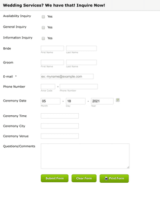 Wedding Inquiry Form Template | JotForm