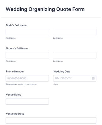 Wedding Organizing Quote Form Template | Jotform