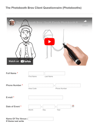 Photobooth Questionnaire Form Template | Jotform