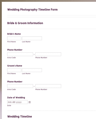 Wedding Photography Timeline Form Template | Jotform