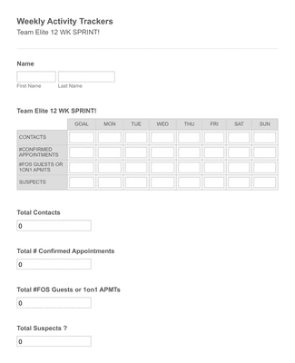 Weekly Activities Tracker Form Template | Jotform