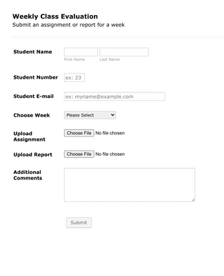 Weekly Class Evaluation Form Template | Jotform