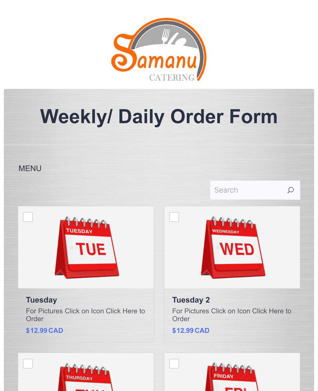 Weekly/ Daily Order Form Template | Jotform