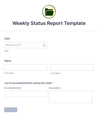 Weekly Status Report Template Form Template | Jotform