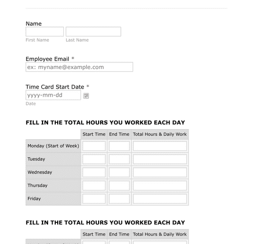 Weekly Timesheet and Progress Report Form Template | Jotform