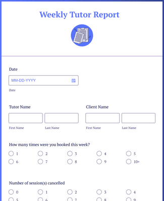 Weekly Tutor Report Form Template | Jotform