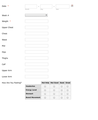 Weight and Measurement Tracking Form Template | Jotform