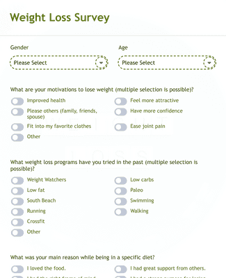Weight Loss Survey Form Template | Jotform