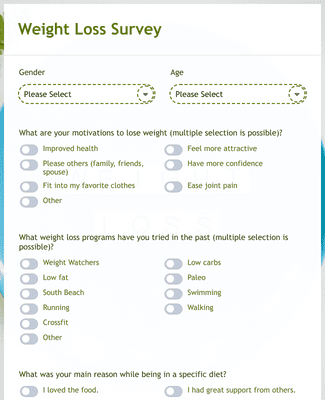 Weight Loss Survey Form Template | Jotform