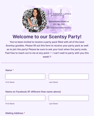 Welcome to our Scentsy Party! Form Template | Jotform