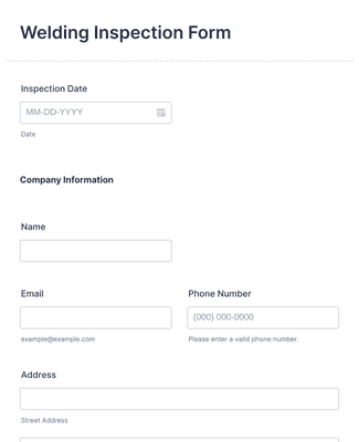 Welding Inspection Form Template | Jotform