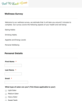 Wellness Survey Form Template | Jotform