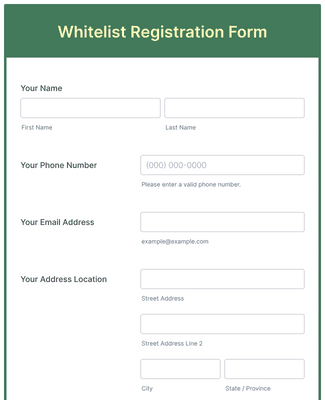 Whitelist Registration Form Template | Jotform