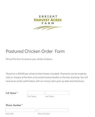Whole Chicken Order Form Template | Jotform