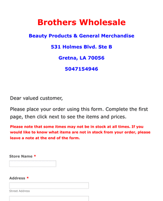 Wholesale Order Form Template | Jotform