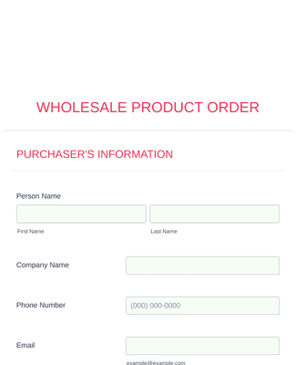 Wholesale Product Order Form Template | Jotform