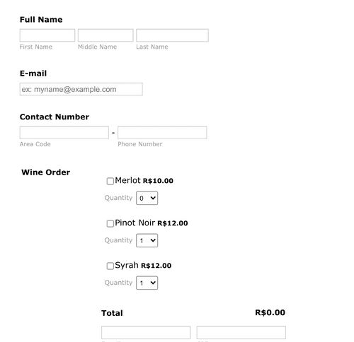 Wine Order Form - PagSeguro Form Template | Jotform