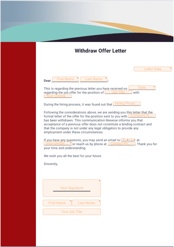 Withdraw Job Offer Letter Template - Infoupdate.org