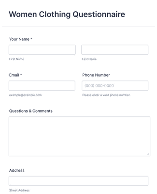 Women Clothing Questionnaire Form Template | Jotform