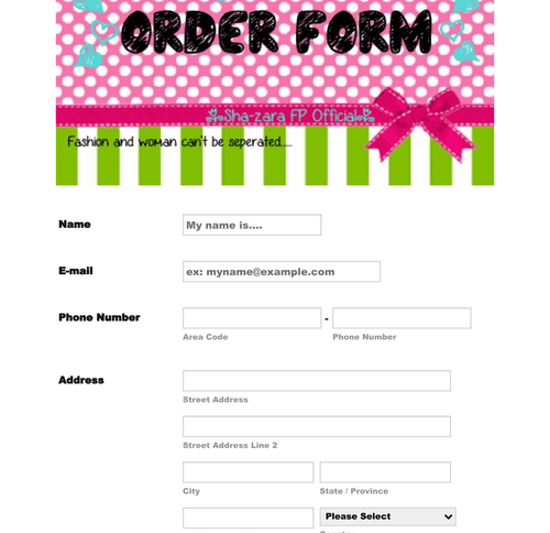 Women's Fashion Order Form Template | Jotform