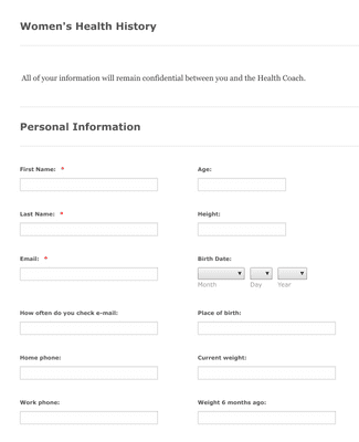 Womens Health History Form Template | Jotform