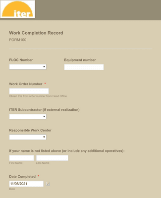 Work Completion Record Form Template | Jotform