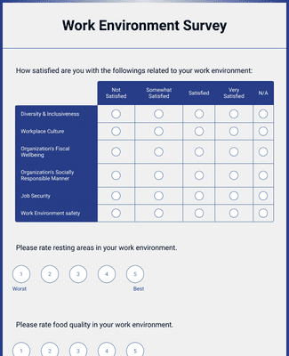 Work Environment Survey Form Template | Jotform