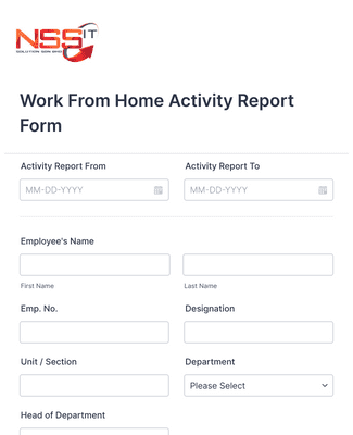 Work From Home Activity Report Form Template | Jotform