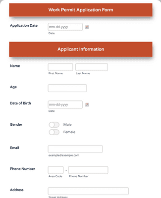 Work Permit Application Form Template | Jotform