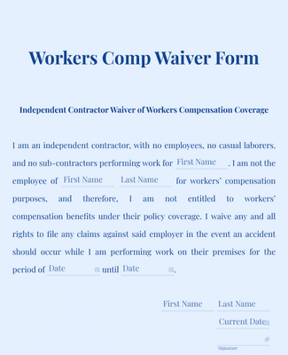 Workers Comp Waiver Form Template | Jotform