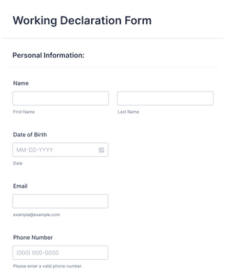 Working Declaration Form Template | Jotform