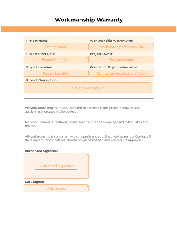 Workmanship Warranty Template Sign Templates Jotform