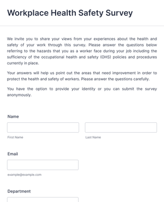 Workplace Health Safety Survey Form Template | Jotform