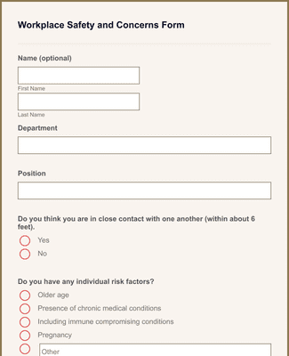 Workplace Safety and Concerns Form Template | Jotform