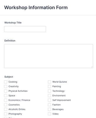 Workshop Information Form Template | Jotform