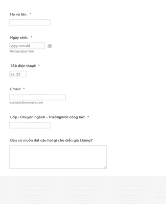 Workshop Registration Form in Vietnamese Form Template | Jotform