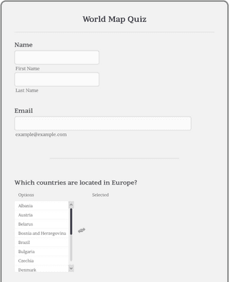 World Map Quiz Form Template | Jotform