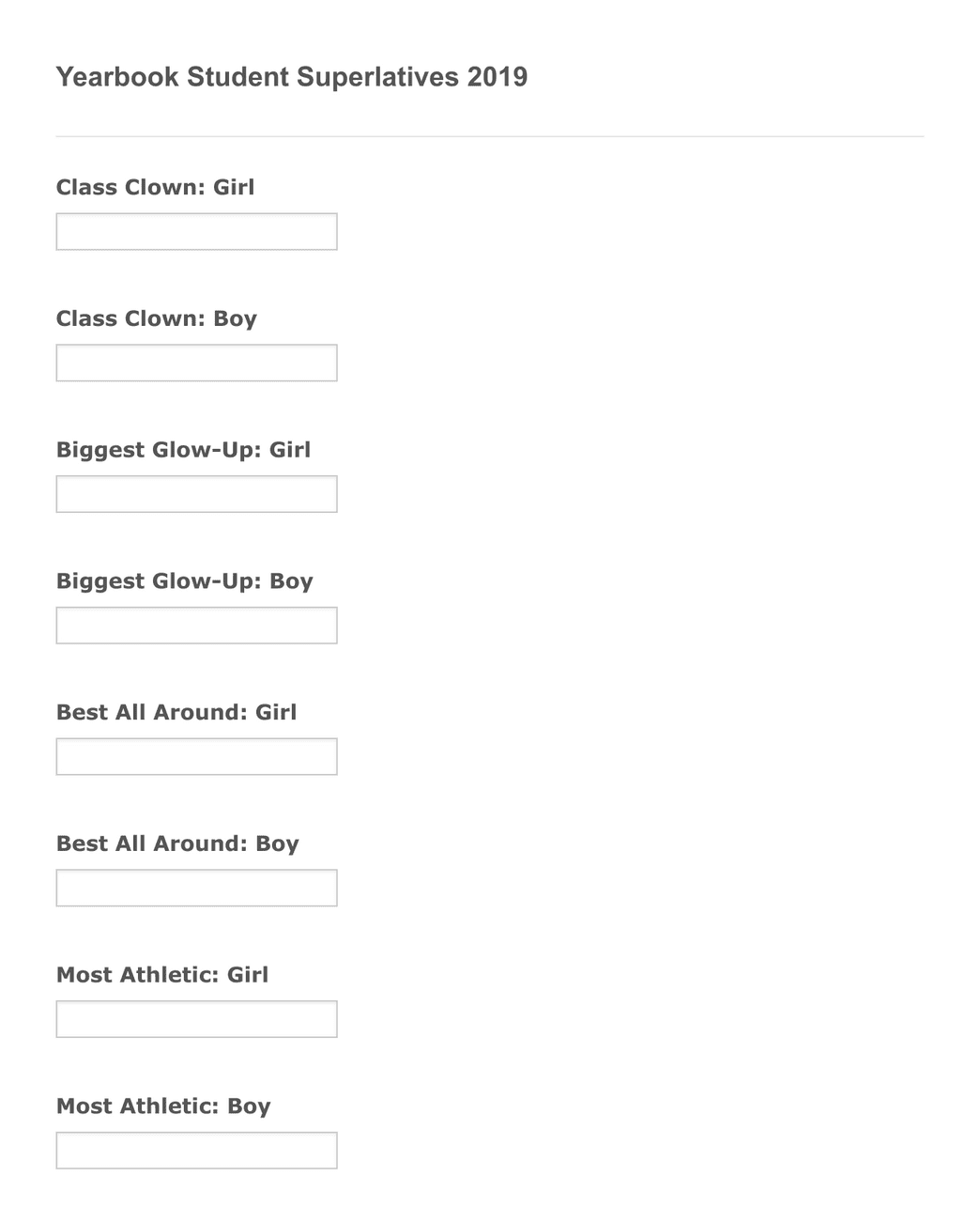 Yearbook Student Superlatives 2019 Form Template | Jotform